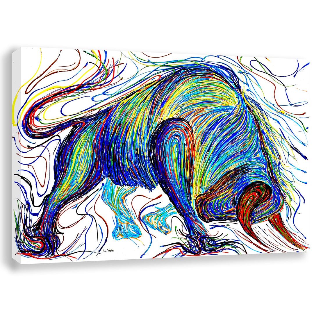 Bull Print Painting, Bull Bear Painting Wall Street Poster, Bull Bear ...