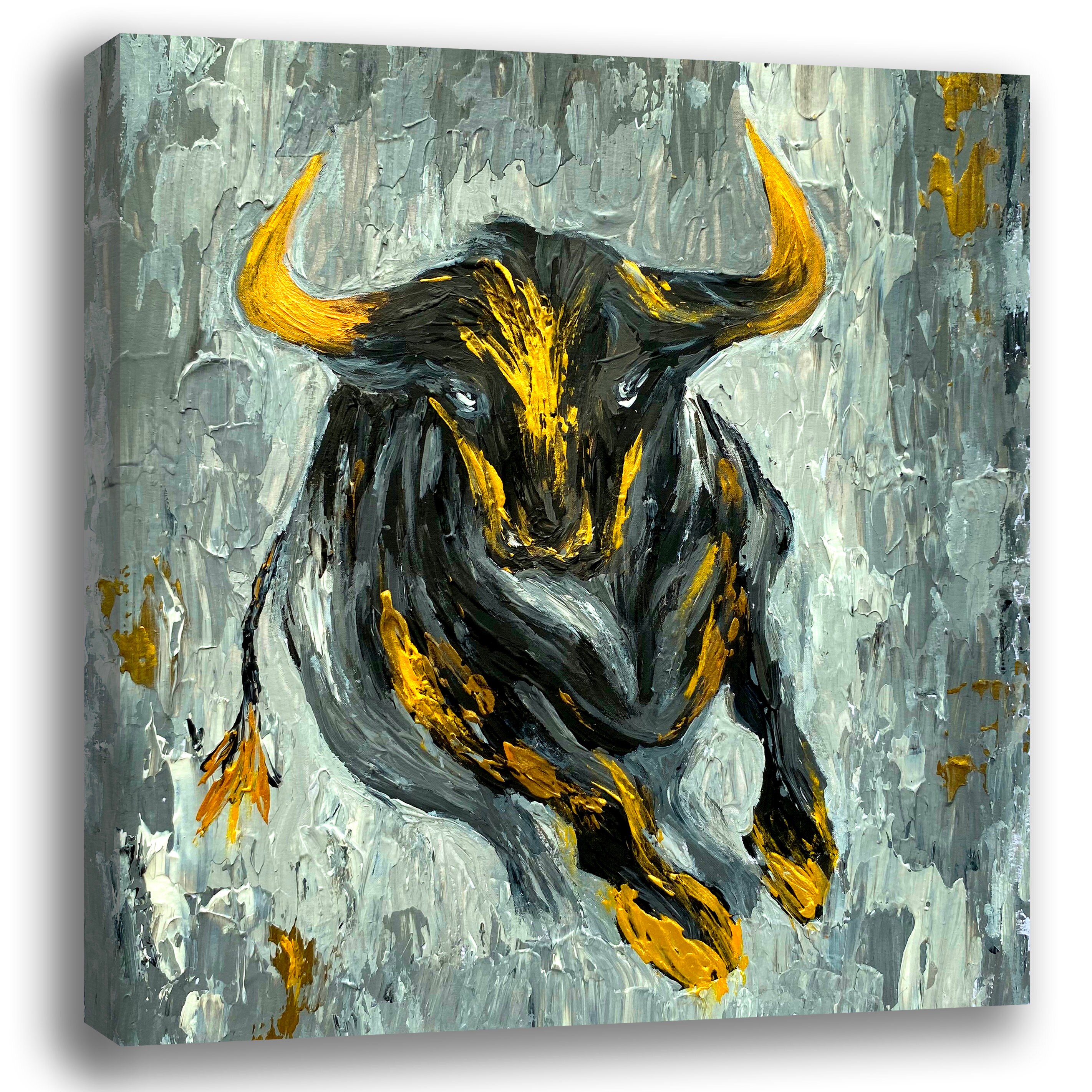 Bull Print Painting, Bull Bear Painting Wall Street Poster, Bull Bear ...