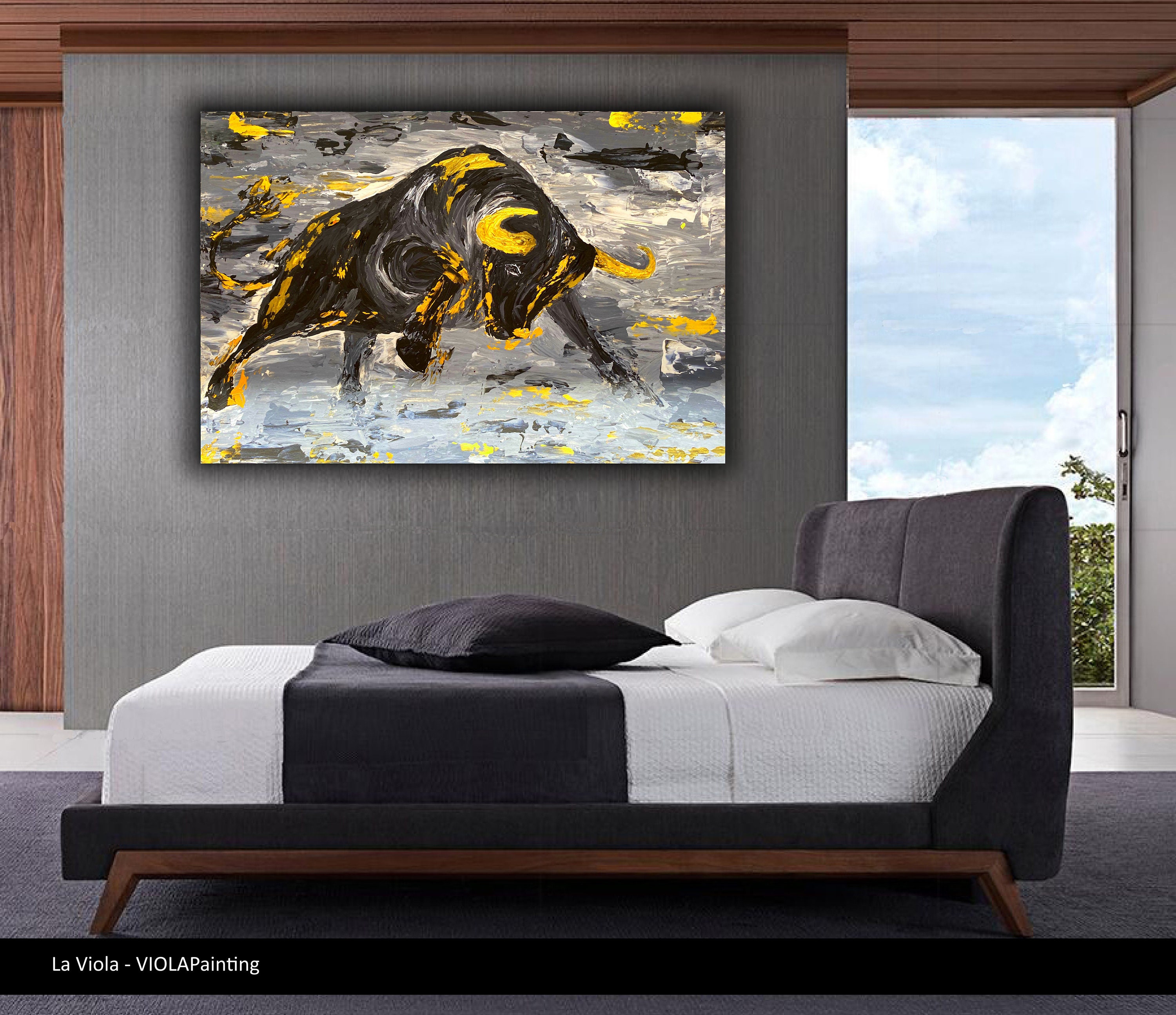 Bull Print Painting, Bull Bear Painting Wall Street Poster, Bull Bear ...
