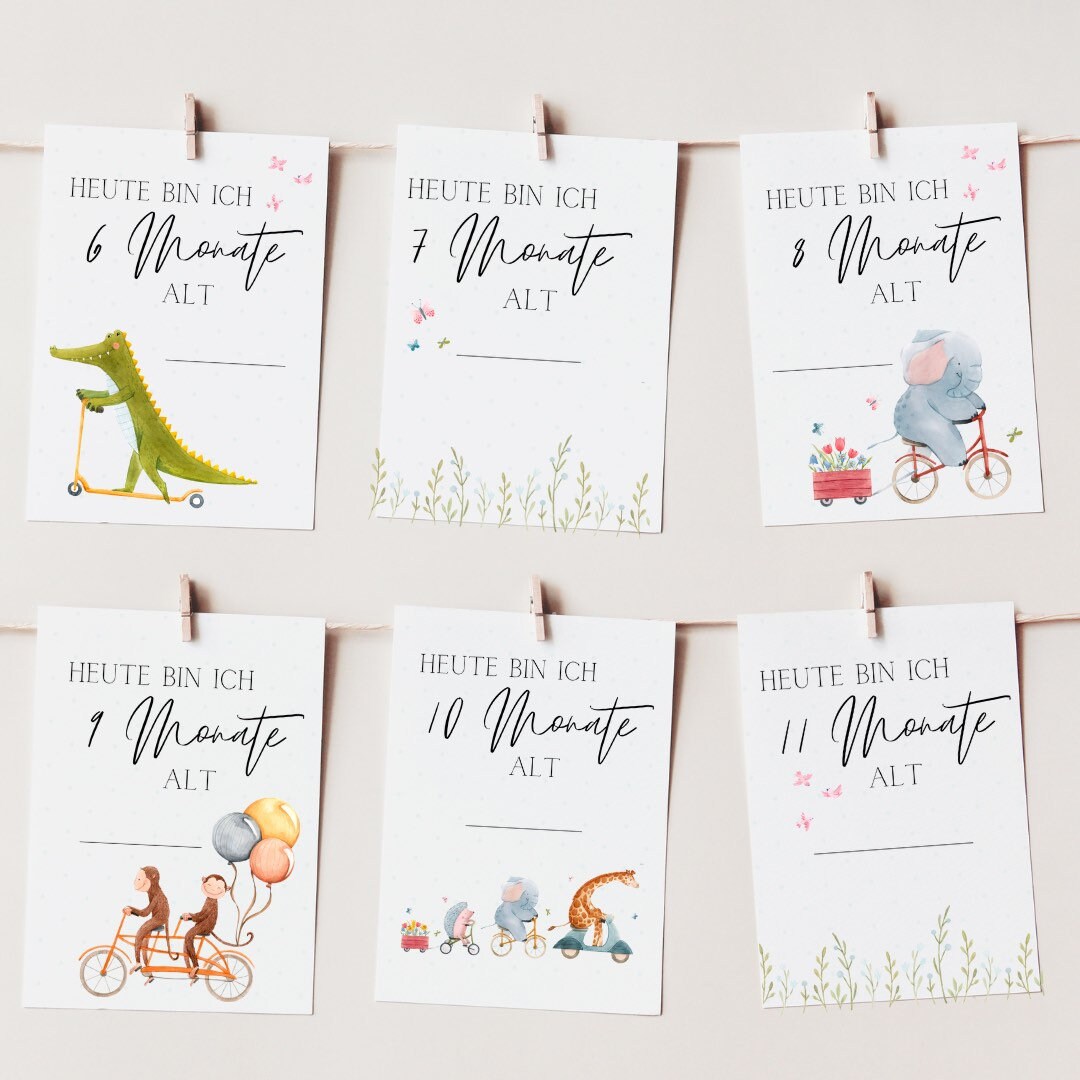 20 Milestone Cards My First Year Animals Baby Baby Shower Gift Pregnant ...