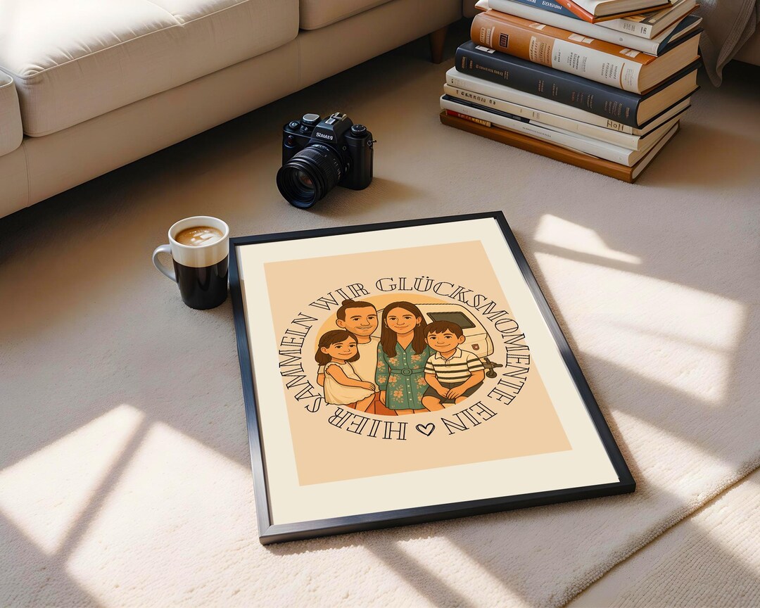 Customizable Family Poster With Caravan | Camping Family Illustration ...
