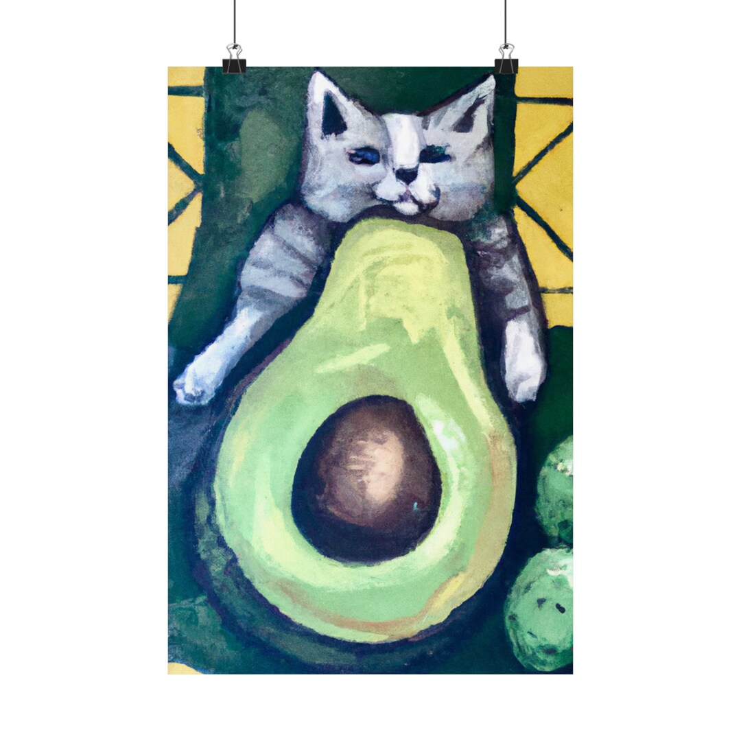 Avocado Cat Vertical Matte Posters 12" X 18" - Etsy