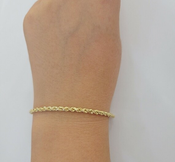 10k Yellow Gold Rope Bracelet 7 7.5 8 - Etsy