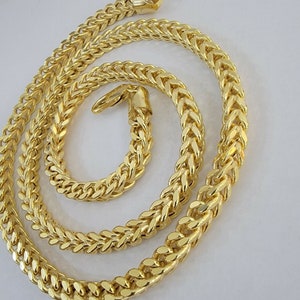 10k Gold Franco Link Chain 26" Necklace 7mm Thick, Real 10kt Men's ...