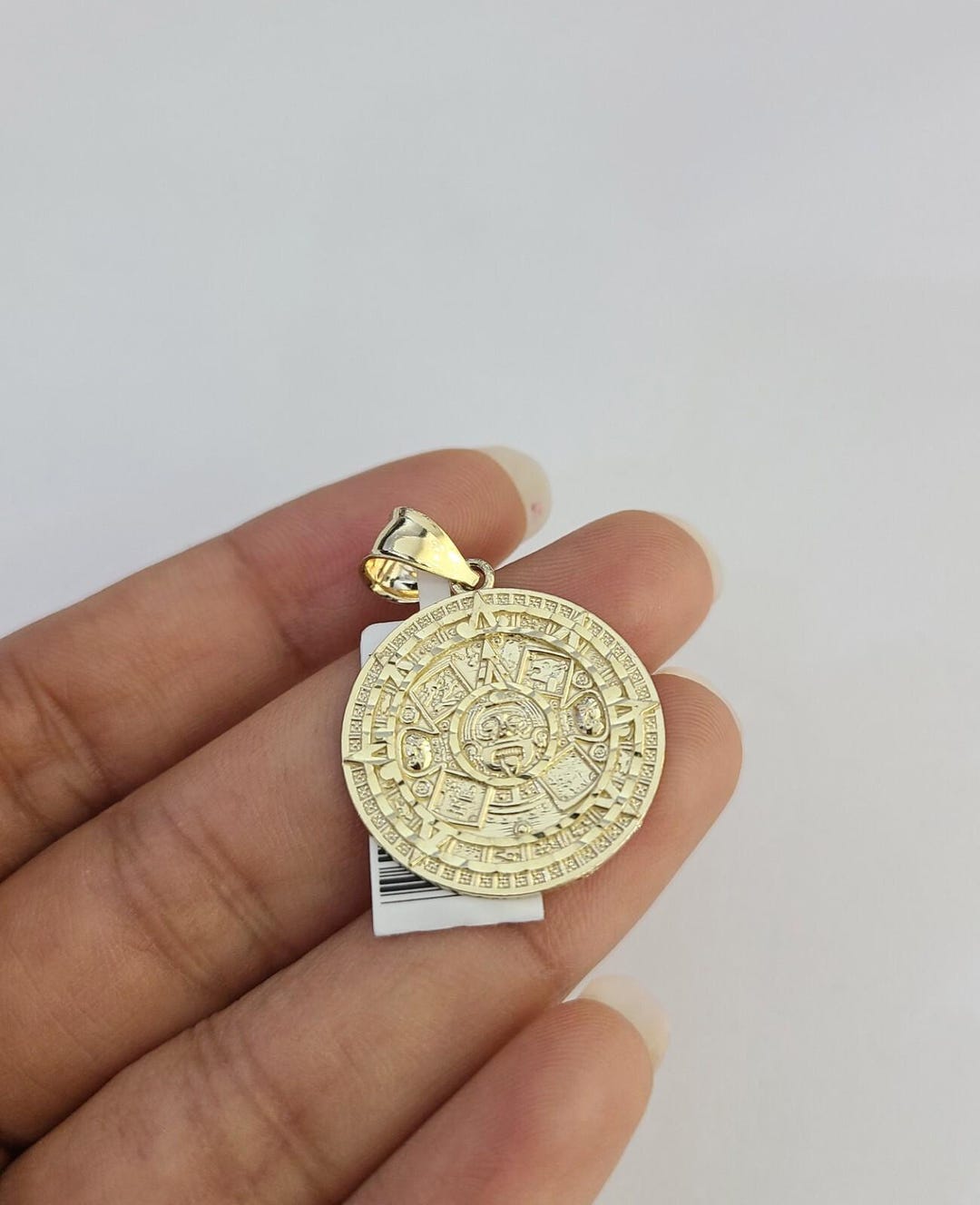 Real 10kt Mayan Calendar Charm Pendant Aztec Round Yellow Gold. - Etsy