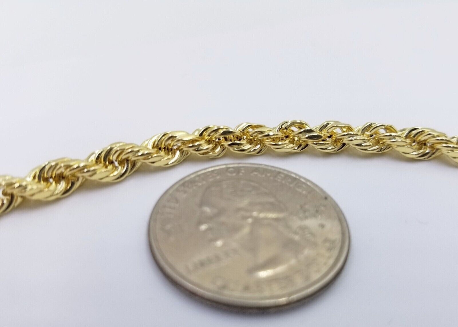 14k gold rope chain and nugget texas map charm pendant & 22 inch ...