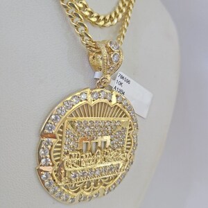 10k Gold Chain Last Supper Pendant Set Miami Cuban Link Necklace 5mm 20 ...
