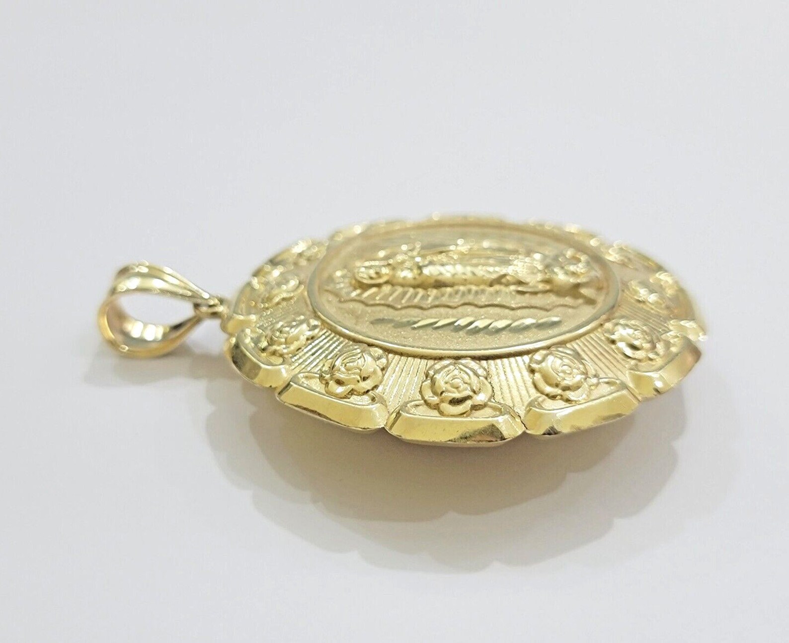 Jesus Virgin Mary Charm Pendant Real 10k Yellow Gold for 10kt Chain ...