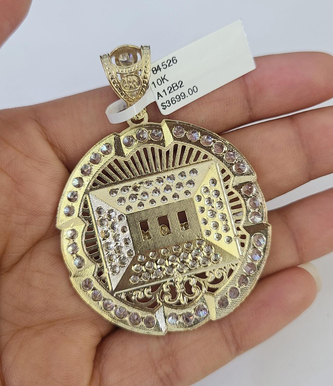 10k Yellow Gold Rope Chain Last Supper Charm Pendant 18-30'' Inch 7mm ...