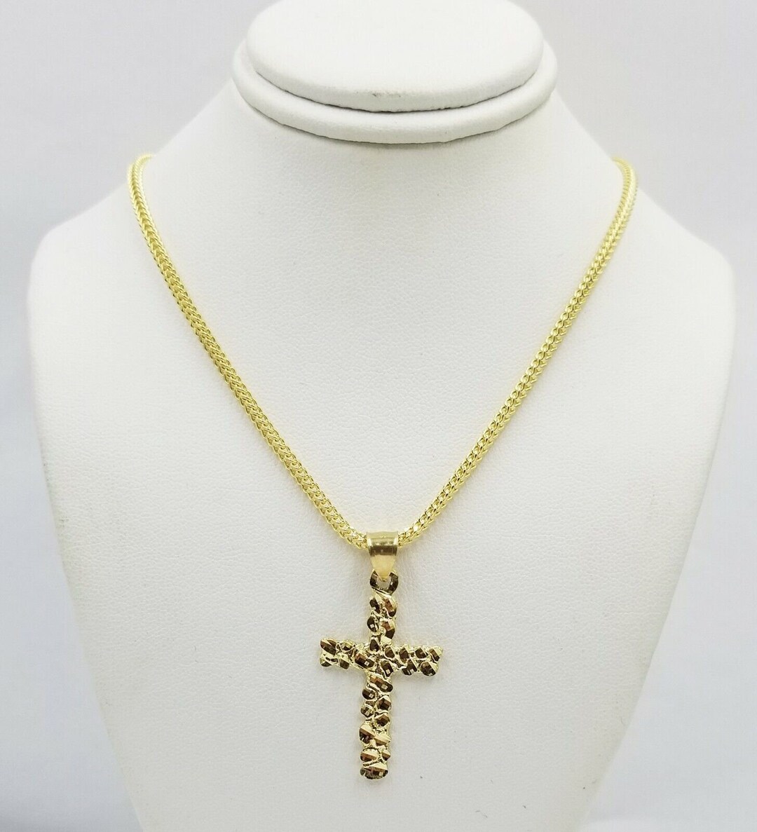 Real 10k Yellow Gold Cross Pendant 2mm Rope Chain 20"-26" Inches ...