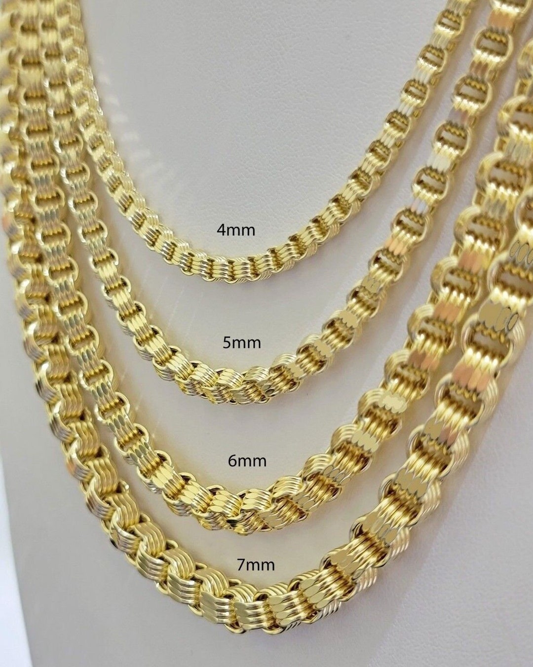 Real 10k Gold Box Byzantine Chain Necklace 20"-28" Inch 4mm 5mm 6mm 7mm ...
