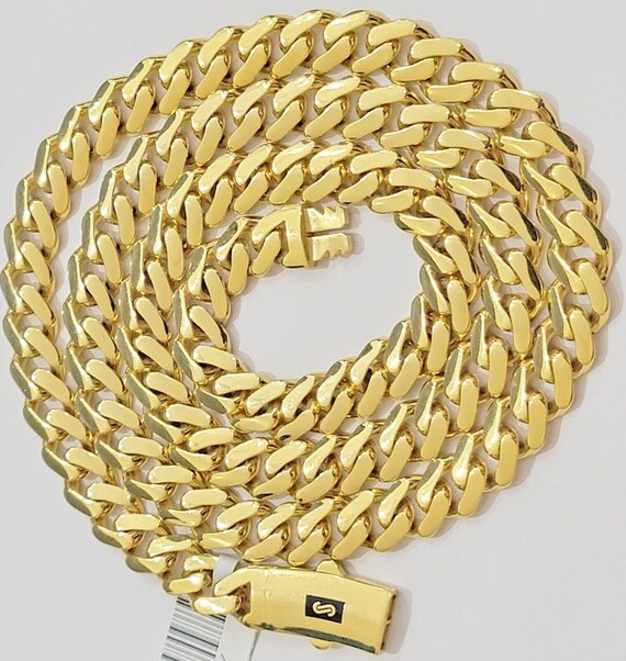 10k Yellow Gold Miami Cuban Royal Monaco Link Chain 9mm - Etsy