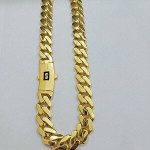 Miami Cuban Royal Link Chain Shiny Plain Necklace Monaco Real - Etsy