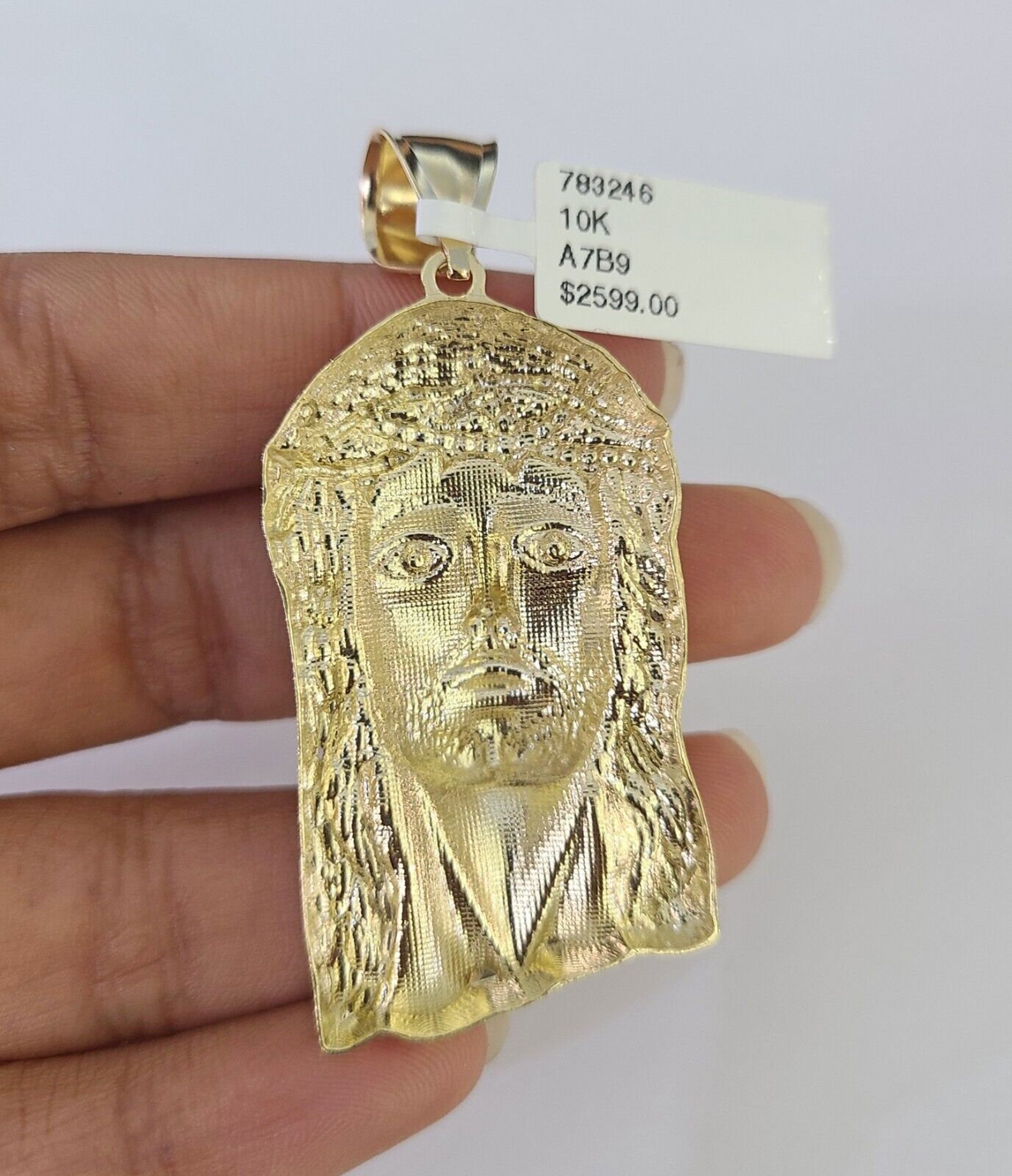 10k Yellow Gold Rope Chain Jesus Head Charm Pendant 18-30'' Inch 7mm ...