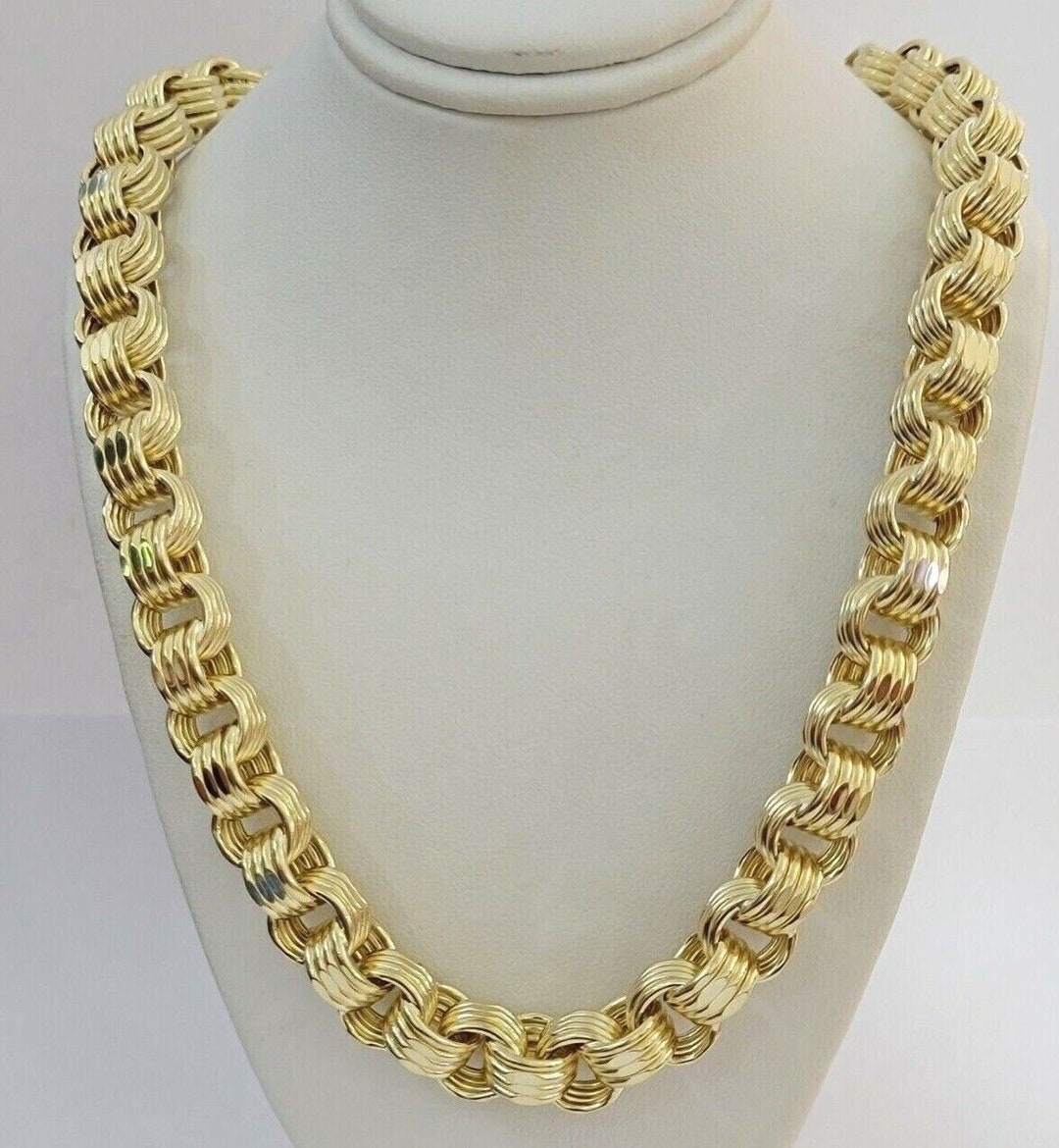 Real 10k Gold Byzantine Chain Mens Necklace 11mm 22"-30" 10kt Yellow ...