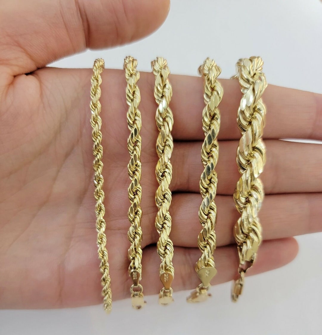 10k Yellow Gold Rope Bracelet 7" 7.5" 8" 8.5" 9" Men Women 3mm- 8mm ...