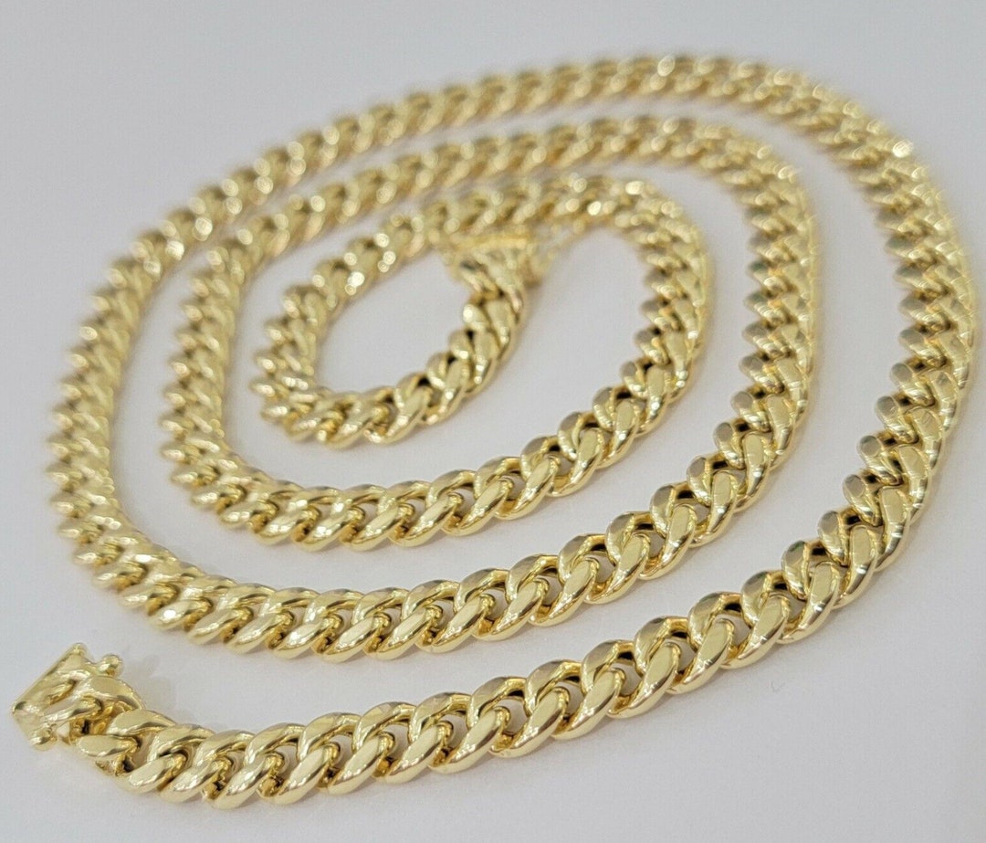 10k Gold Miami Cuban Link Chain 30" 7mm 10kt Yellow Gold Necklace Box ...