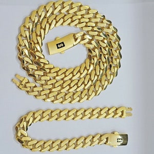 Miami Cuban Royal Link Chain Shiny Plain Necklace Monaco, Real 10k ...