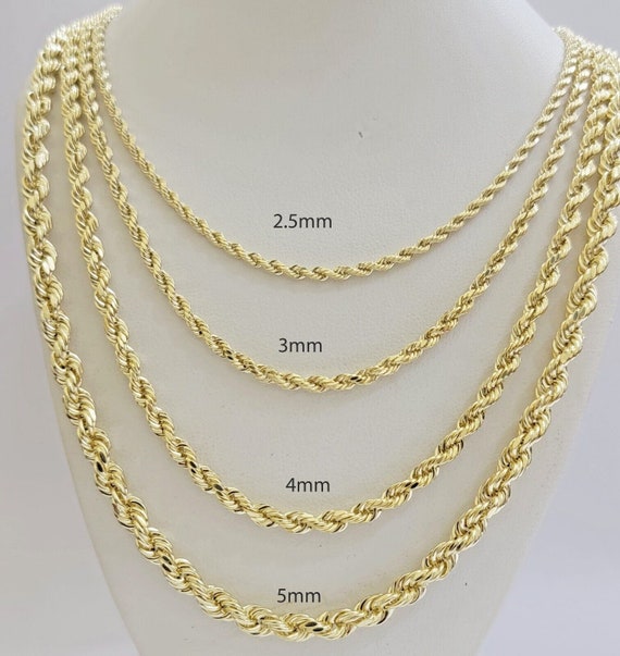 Real 14k yellow gold rope chain necklace 2.5mm 3mm 4mm 5mm 18 26 inch men women Etsy Italia