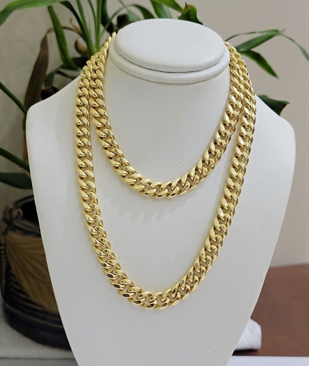Miami Cuban Link Chain 26 Inch Necklace Real 10k Yellow Gold 8mm Mens ...
