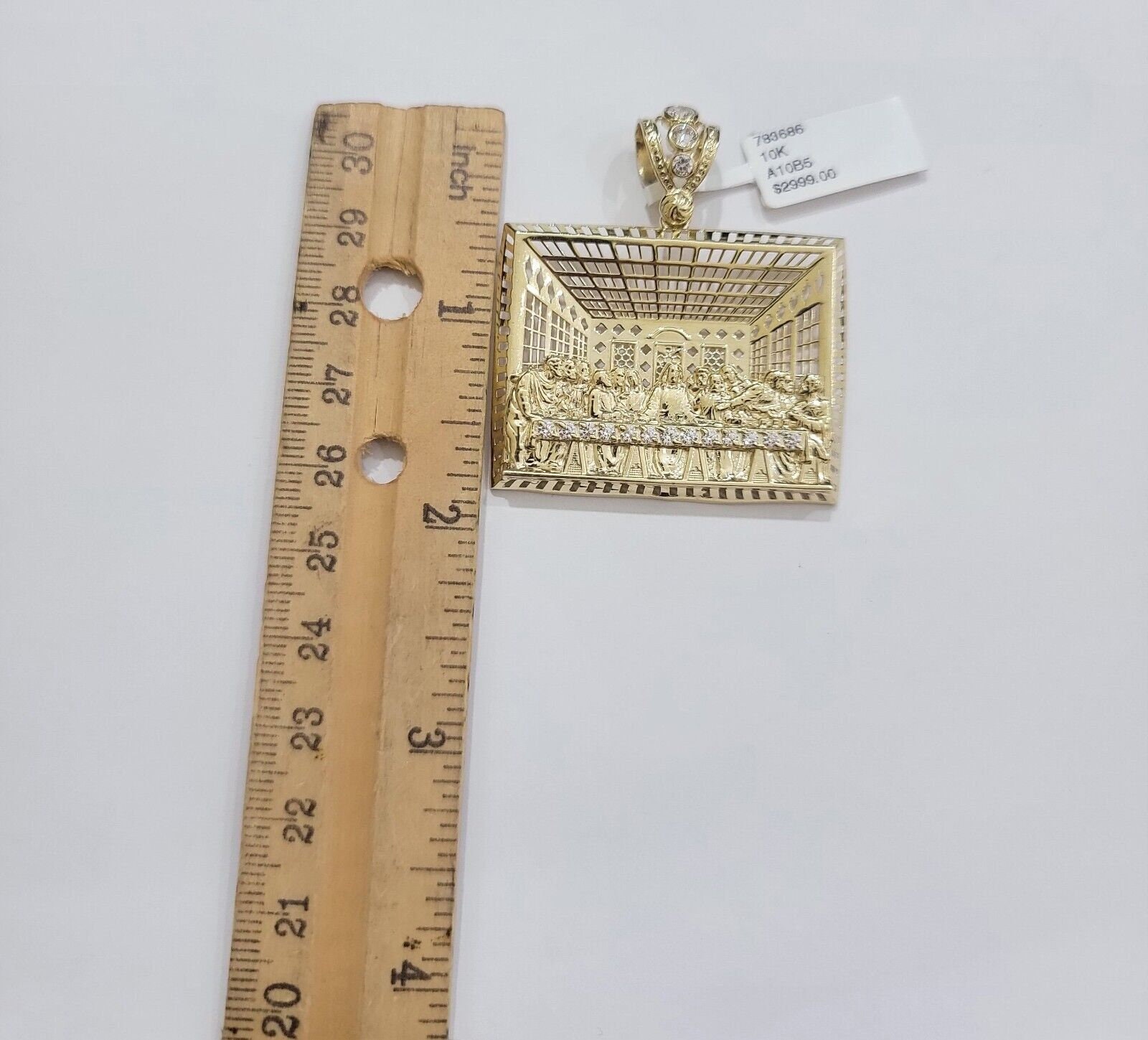 Real 10k Gold Pendant Charm Last Supper Square Jesus 10kt - Etsy