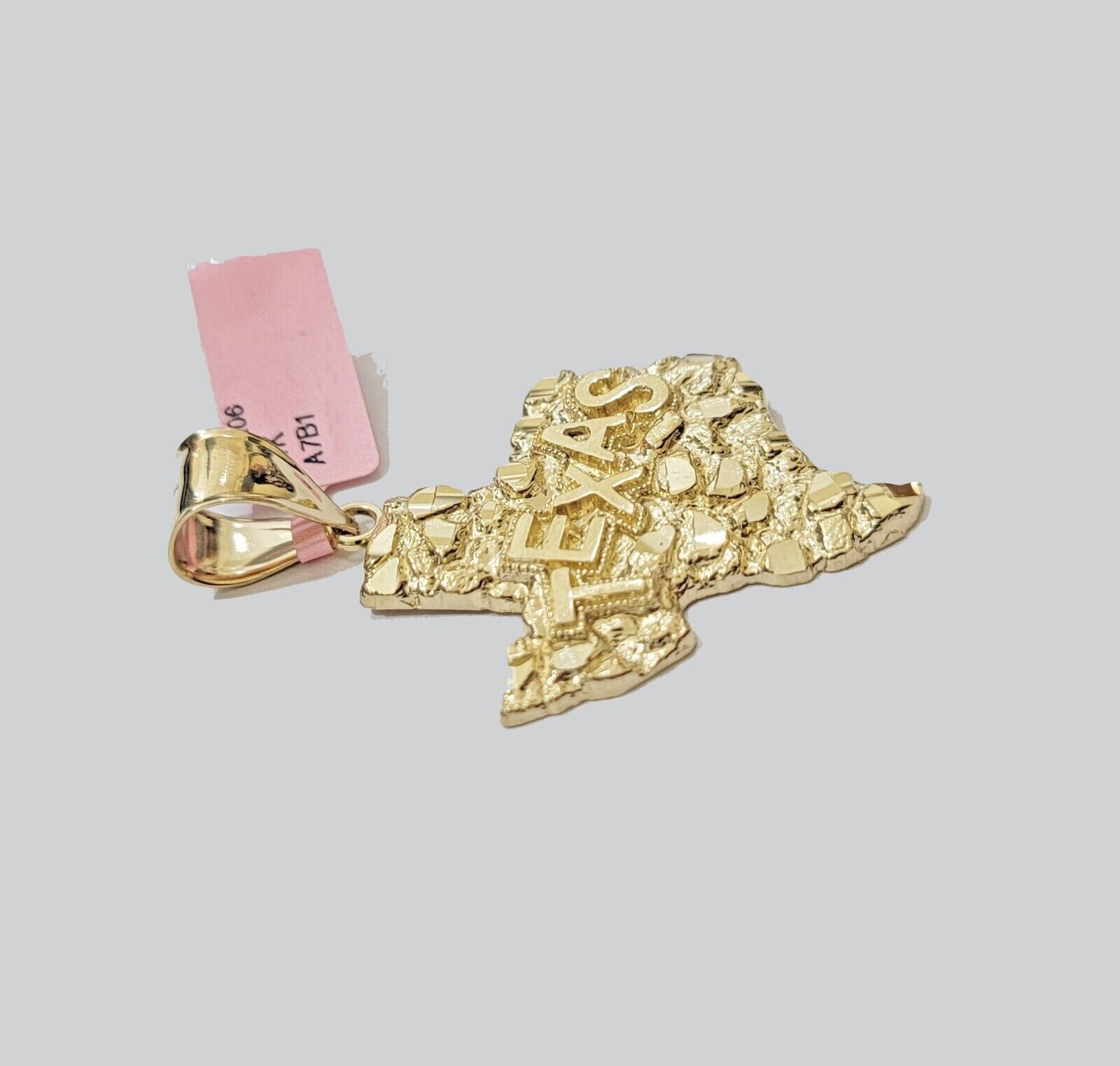 14k gold rope chain and nugget texas map charm pendant & 22 inch ...