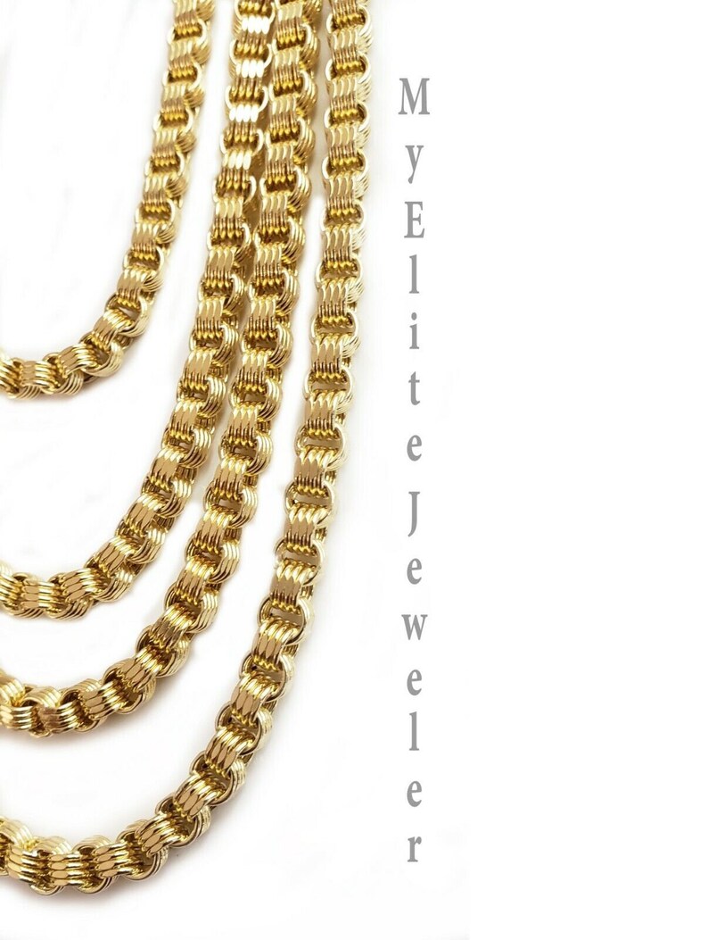 10k Gold Necklace Byzantine Box Chain 6mm 18"- 30 Real 10kt Yellow Gold ...