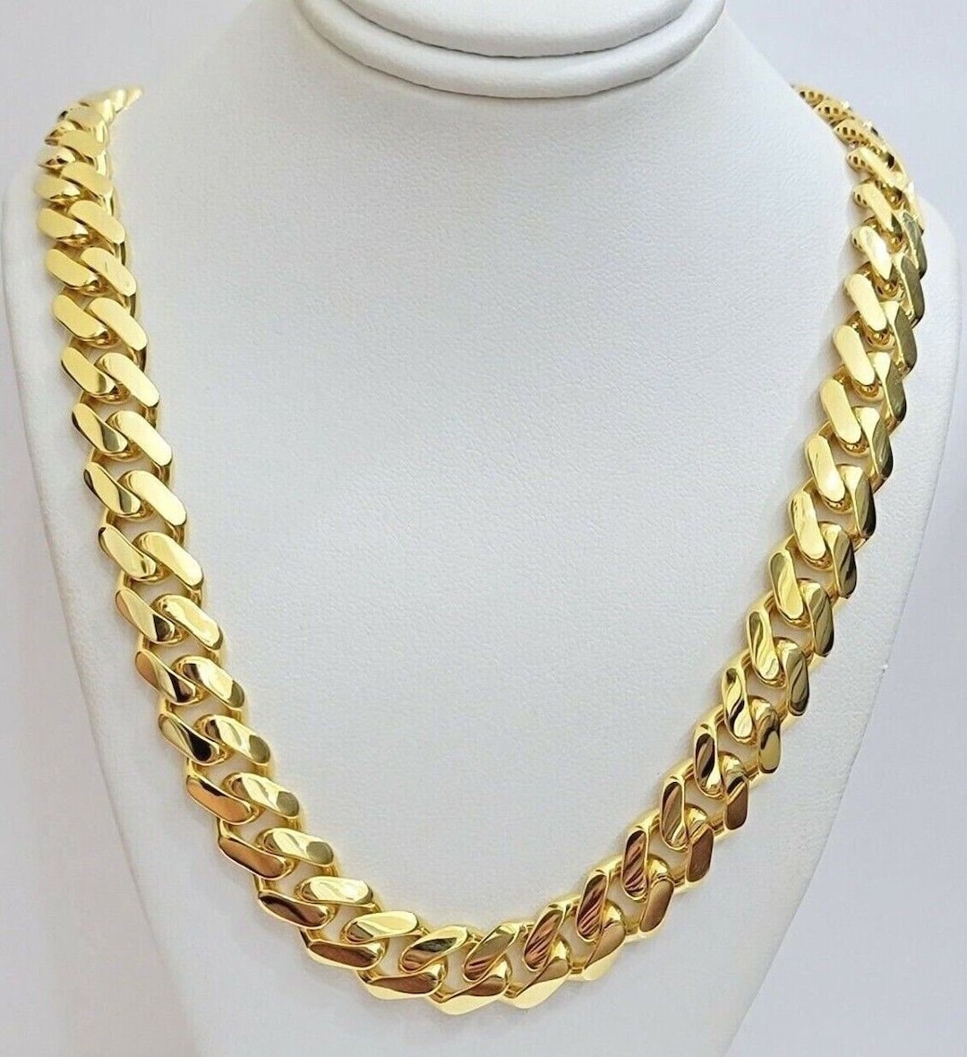 Miami Cuban Royal Link Chain Shiny Plain Necklace Monaco, Real 10k ...