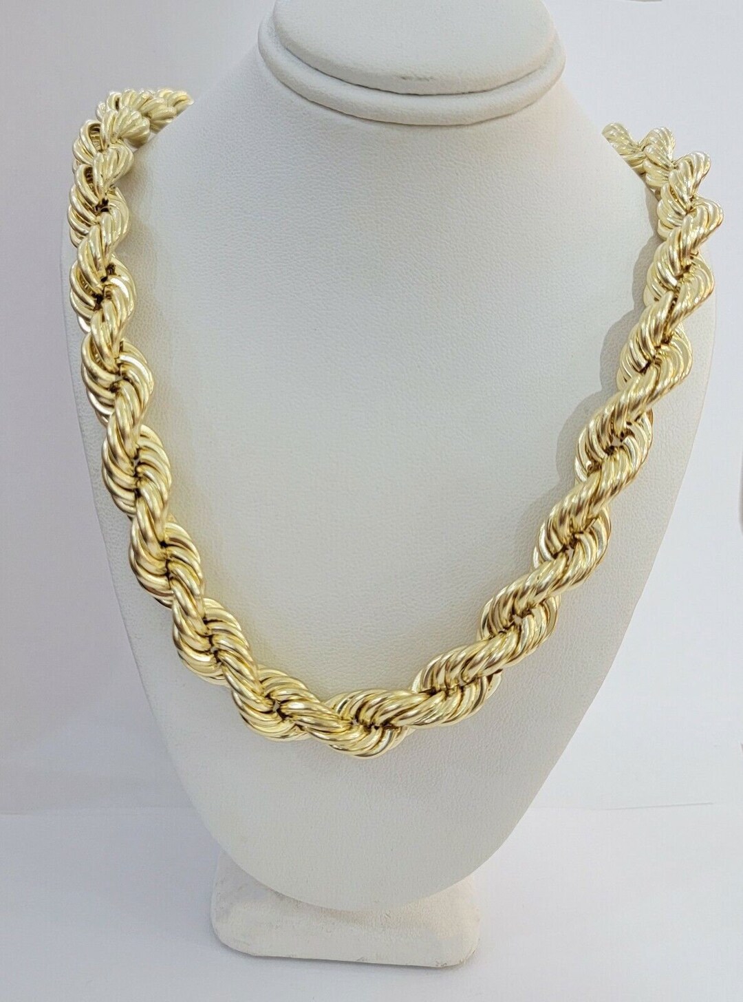 10k Gold Rope Chain Mens 22 Inch Necklace 12mm Real 10kt Yellow Gold ...