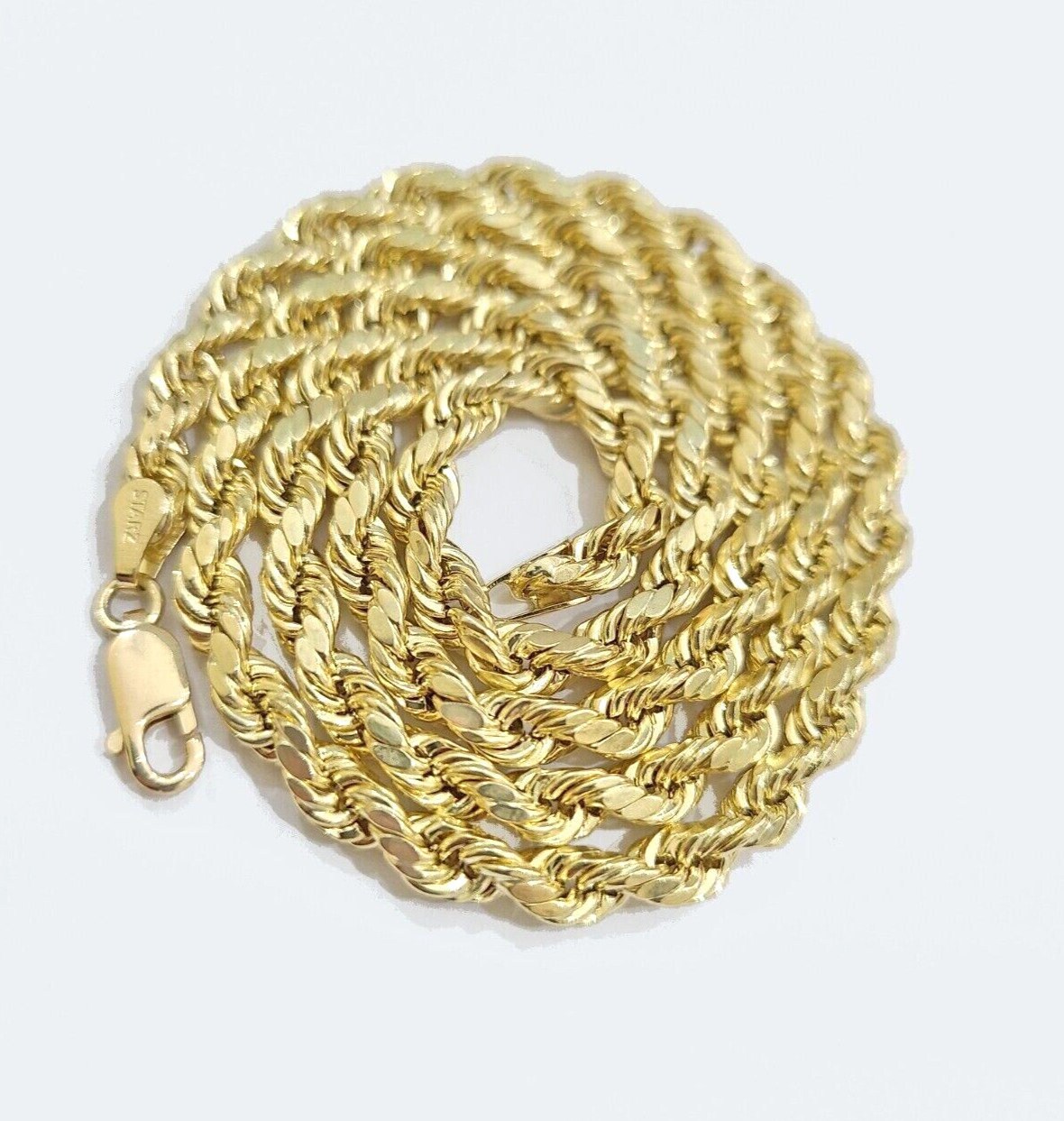 Real 14k Gold Rope Chain 22 Inch 4mm Diamond Cuts 14kt Yellow Gold Men ...