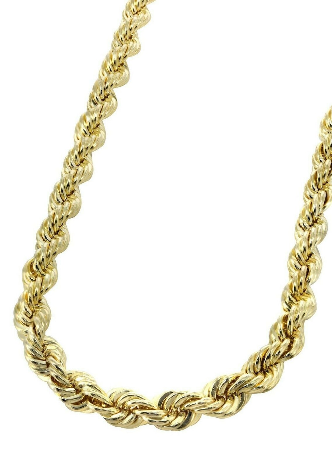 Real 10K Gold Rope Necklace 7mm Mens Chain 18 20 22 24 26 30inch 10K ...
