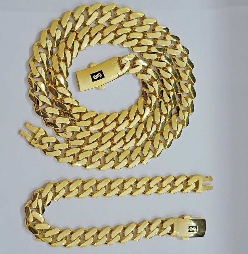 Miami Cuban Royal Link Chain Shiny Plain Necklace Monaco Real - Etsy