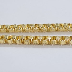 Real Gold Box Byzantine Chain Necklace 7.5mm 10k Yellow 22 Inches Men ...