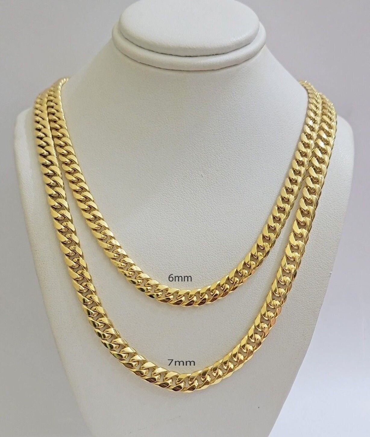 10k Yellow Gold Chain Necklace Miami Cuban Link 6mm 7mm 120-24 Inch ...