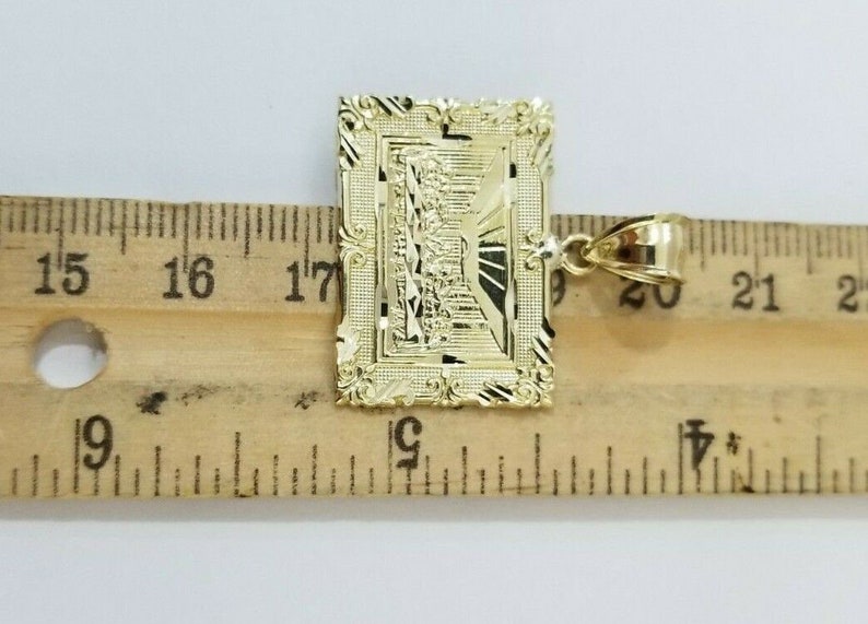 Real 10k Yellow Gold Rope Chain Last Supper Charm Pendant Set 3mm ...