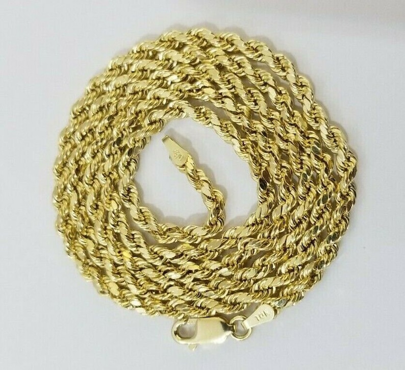 Real 10k Yellow Gold Rope Chain Last Supper Charm Pendant Set 3mm ...