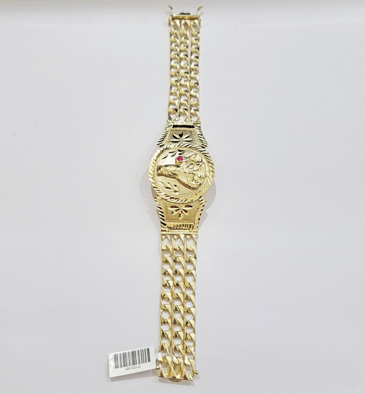 Real 10k Gold Bracelet Solid San Barbara 8 Inches Cuban Link Box Lock ...