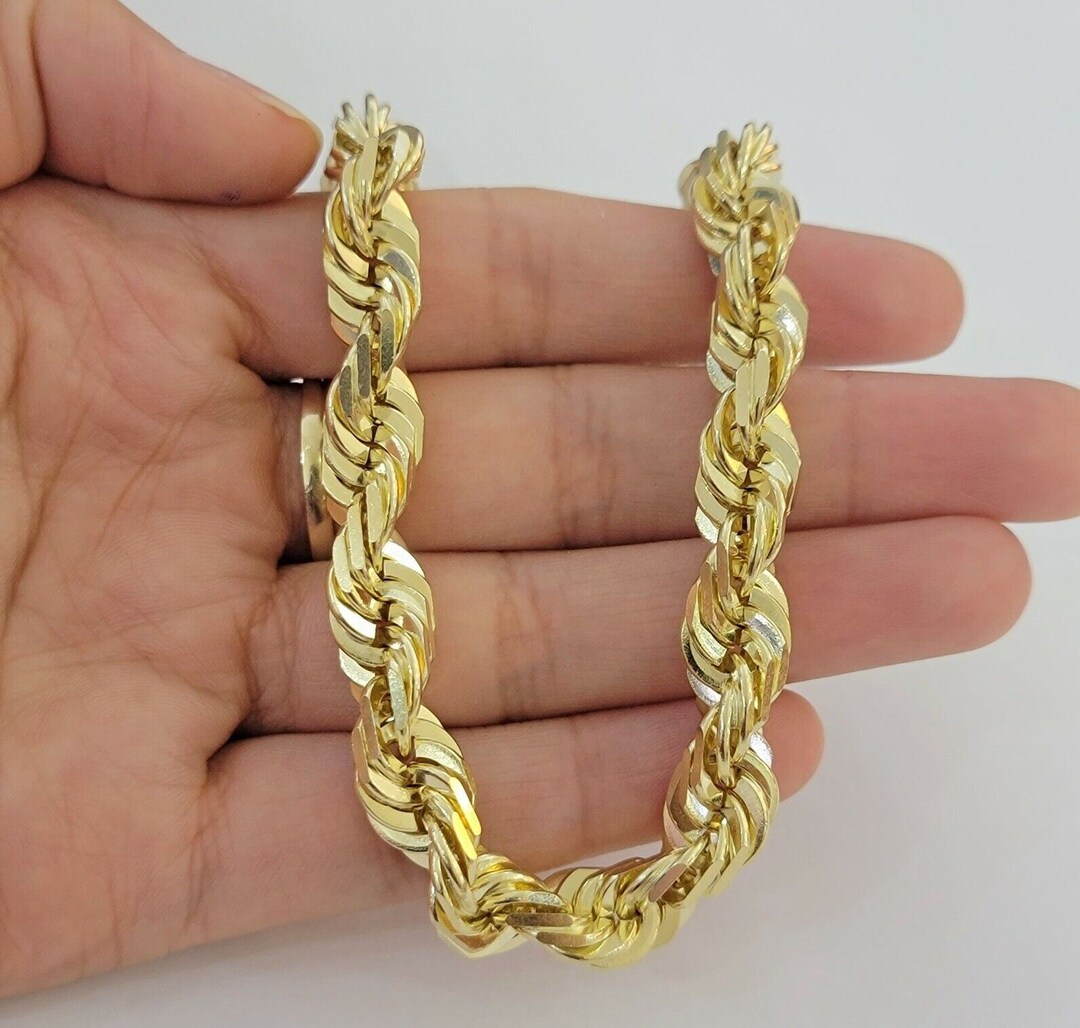 10k Gold Rope Bracelet 9 Inch 10mm Diamond Cuts Real Solid Link 10kt ...