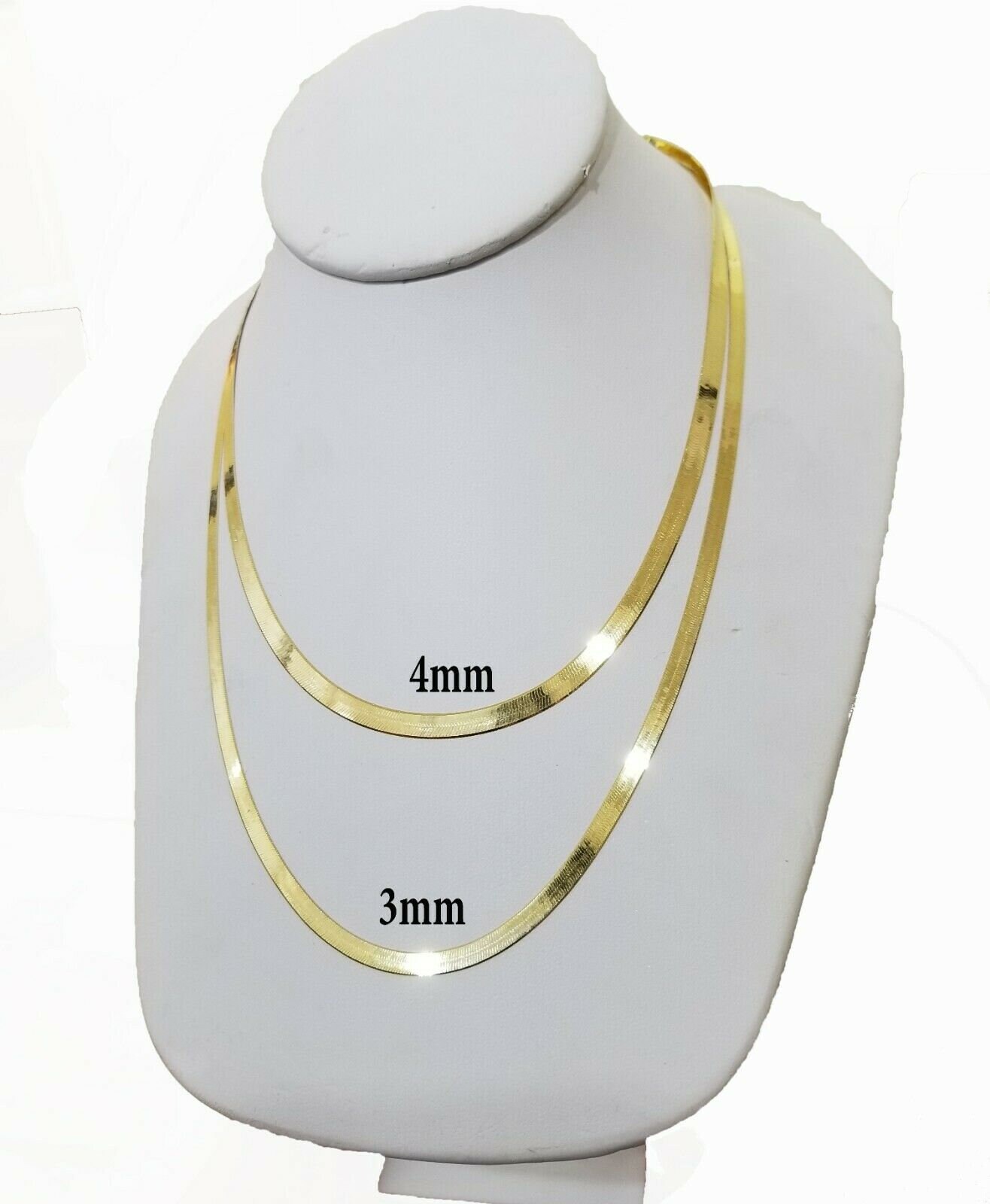 Solid 10K Yellow Gold Herringbone Necklace 1824 Inch 3Mm 4Mm Real 10Kt Chain Etsy