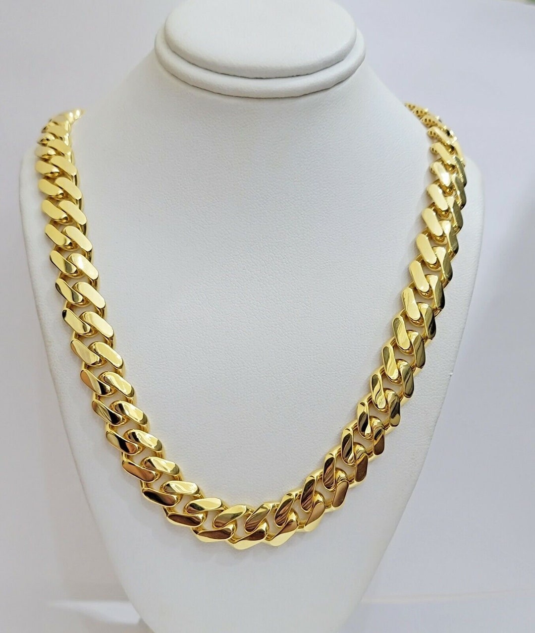 Miami Cuban Royal Link Chain Shiny Plain Necklace Monaco Real - Etsy