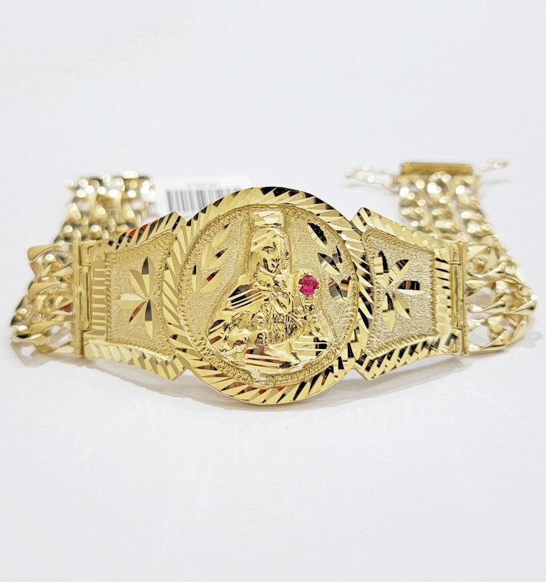Real 10k Gold Bracelet Solid San Barbara 8.25 Inch Cuban Link Box Lock ...