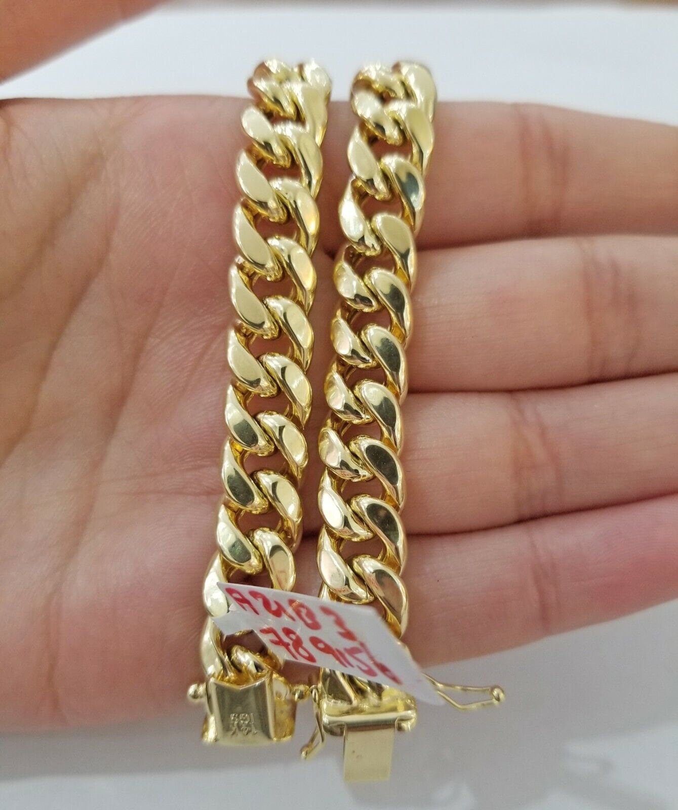 Real 14k Gold Miami Cuban Bracelet 7" 9mm 14 Kt Yellow Gold Strong Link ...