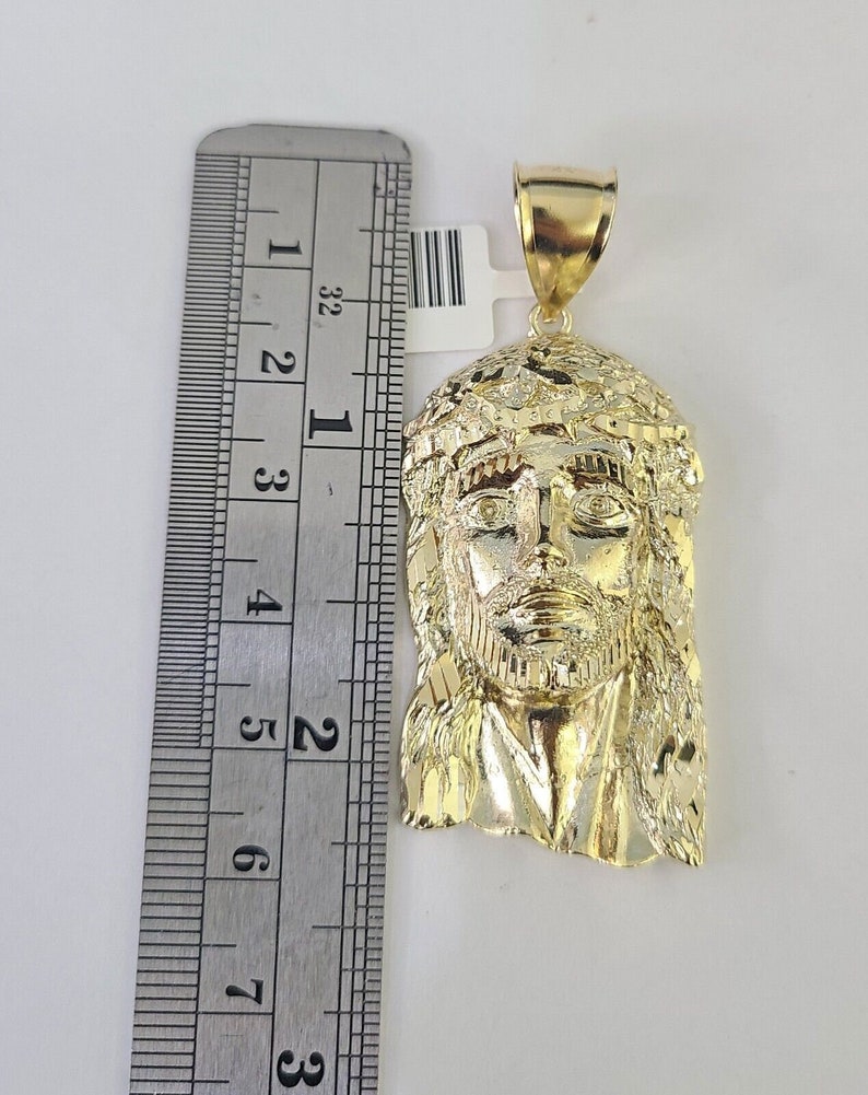 10k Yellow Gold Rope Chain Jesus Head Charm Pendant 18-30'' Inch 7mm ...
