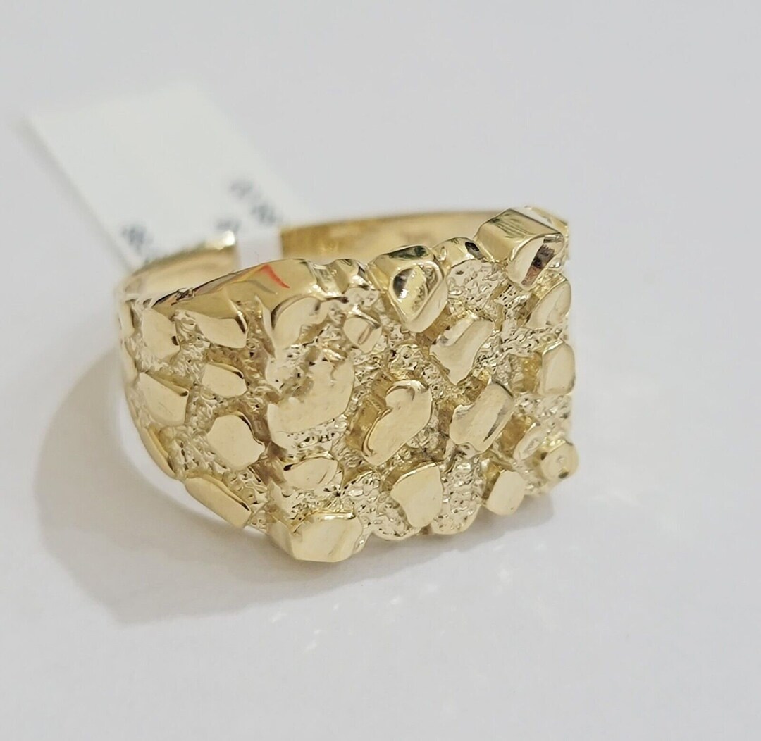 Real 14k Yellow Gold Nugget Ring Solid Mens Sz 9 Genuine 14kt Casual ...