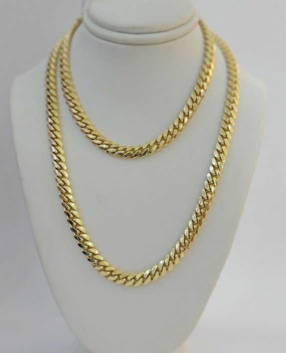 Real 10K Gold Chain Necklace Miami Cuban Link - Etsy