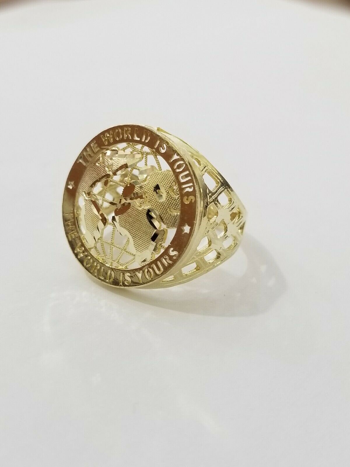 Real 10K Yellow Gold World Map Mens Ring the World is Yours - Etsy