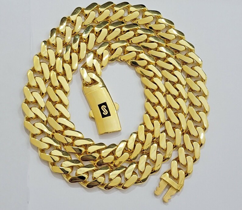 Miami Cuban Royal Link Chain Shiny Plain Necklace Monaco Real - Etsy