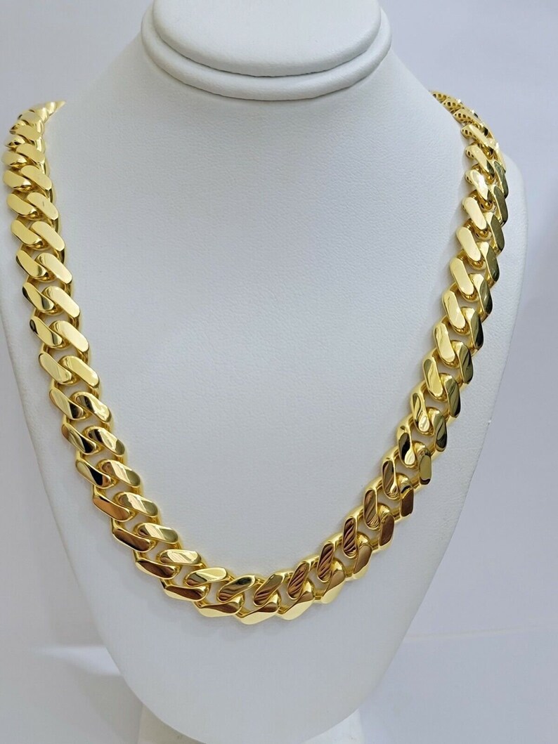 Miami Cuban Royal Link Chain Shiny Plain Necklace Monaco Real - Etsy