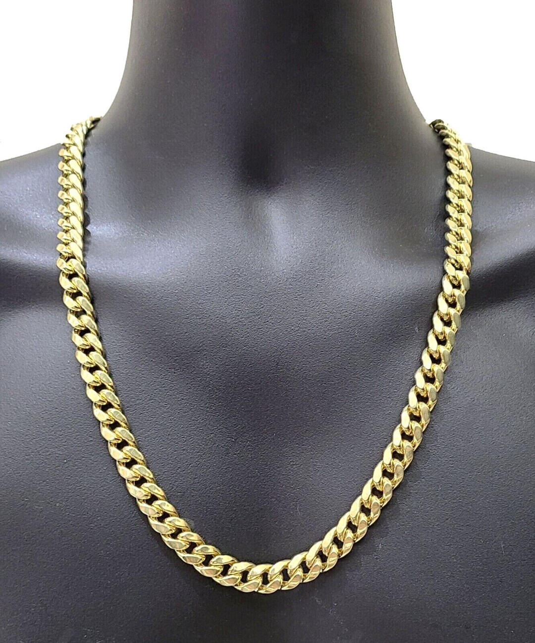 Real 10k Gold Chain 9mm 22 Inch Miami Cuban Link Necklace Strong Mens ...