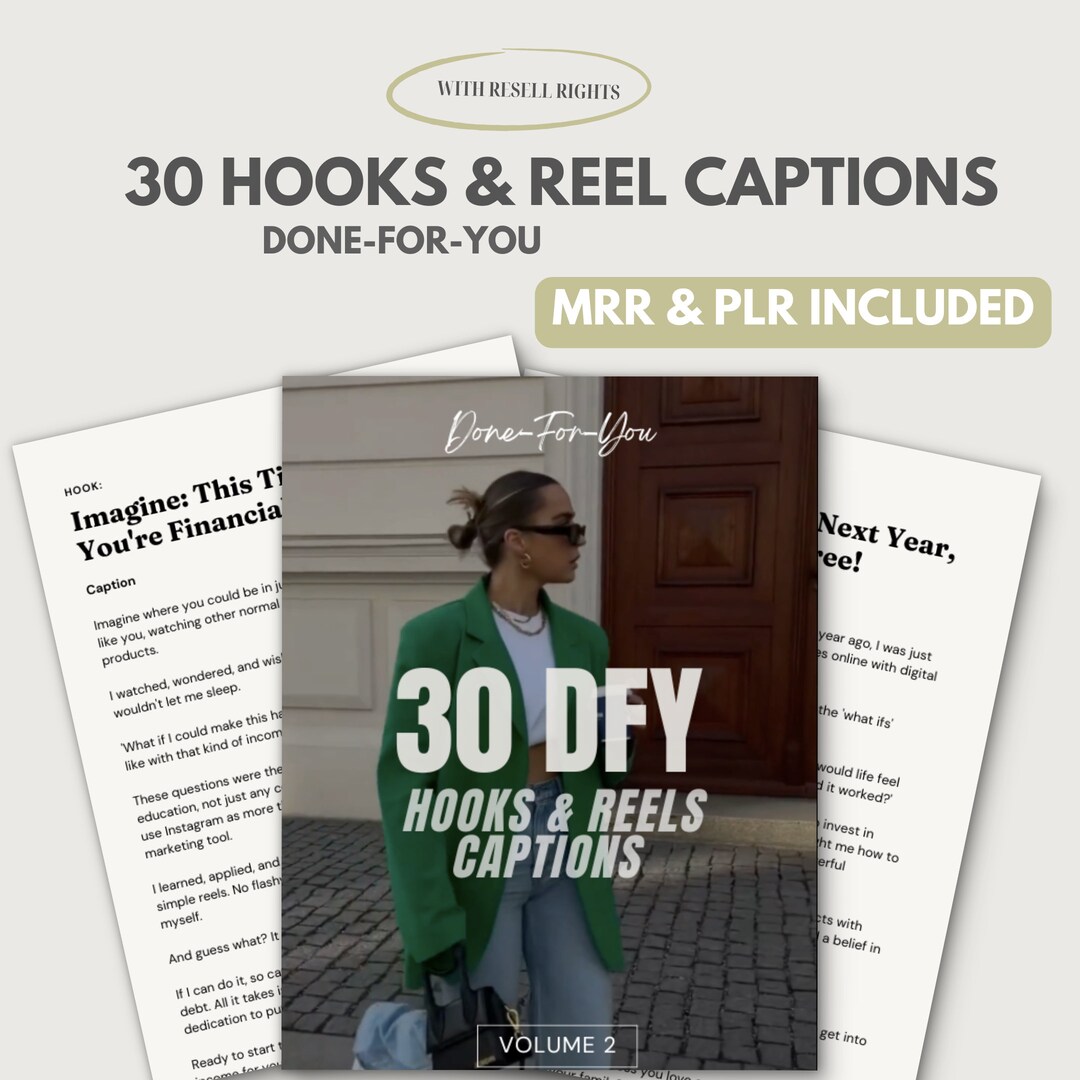 30 Done-for-you Reel Captions: MRR/PLR Canva Templates (digital PDF) - Etsy